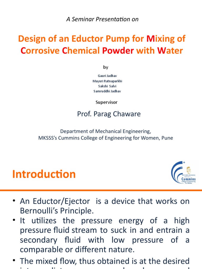 Design of Eductor Pump | PDF | Jet Engine | Nozzle