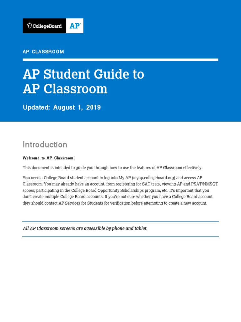 AP Student Guide To AP Classroom PDF | PDF | Advanced Placement ...