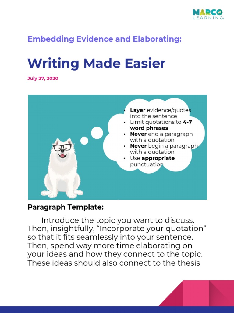 Writing Made Easier: Embedding Evidence and Elaborating | PDF