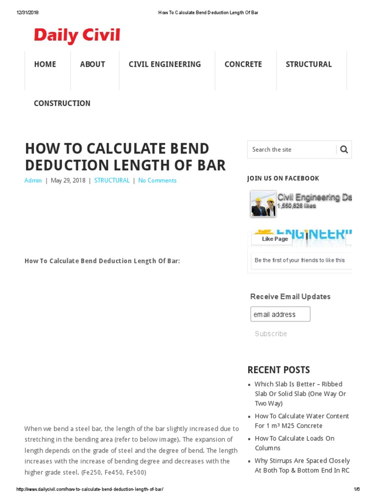 How To Calculate Bend Deduction Length of Bar | PDF | Concrete ...