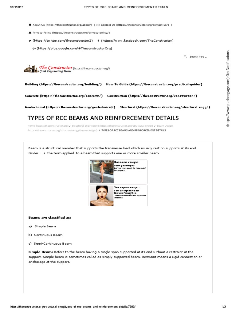 Types of RCC Beams and Reinforcement Details | PDF | Beam (Structure ...