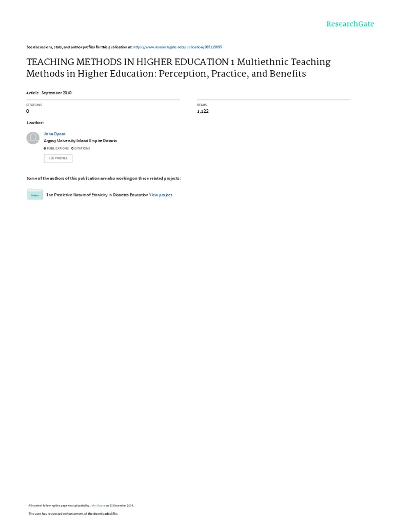 Teaching Methods in Higher Education 1 Multiethnic Teaching Methods in ...