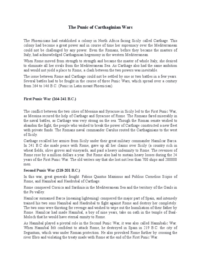 The Punic of Carthaginian Wars | PDF | Hannibal | Punic Wars