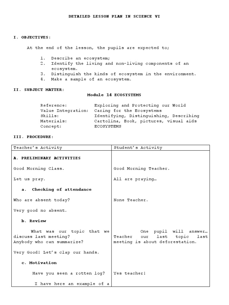Lesson Plan | PDF | Ecosystem | Ecology