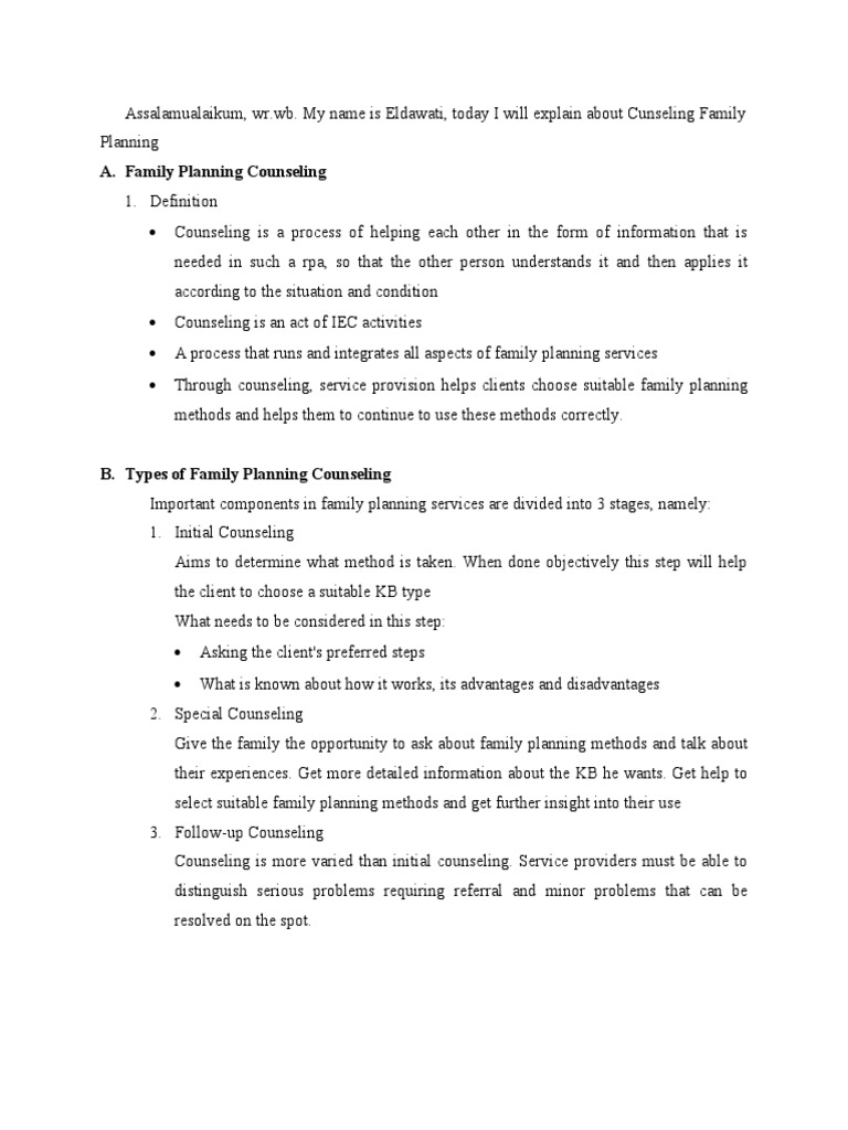 Counselling Family Planning | PDF