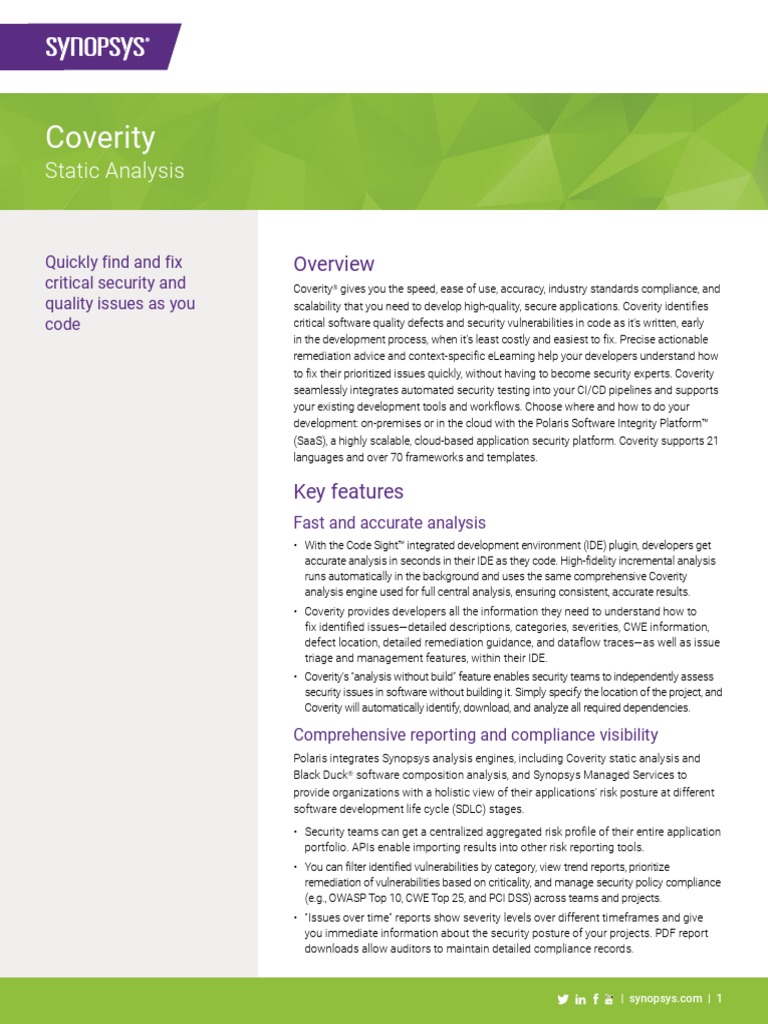 SAST Coverity Datasheet | PDF | Vulnerability (Computing) | Eclipse (Software)