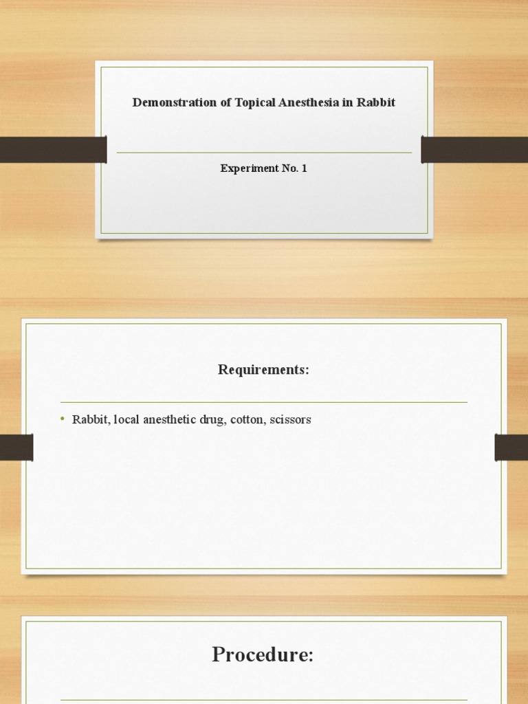 Demonstration of Topical Anesthesia in Rabbit: Experiment No. 1 | PDF