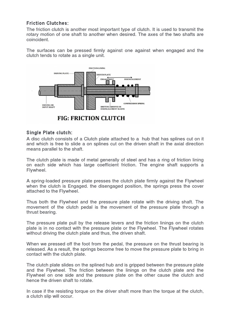 Friction Clutches-Study Material | PDF | Clutch | Machines