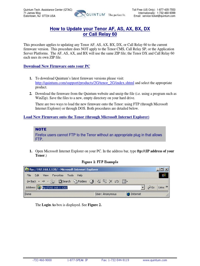 How To Update Your Tenor AF, AS, AX, BX, DX or Call Relay 60 | PDF | File Transfer Protocol ...