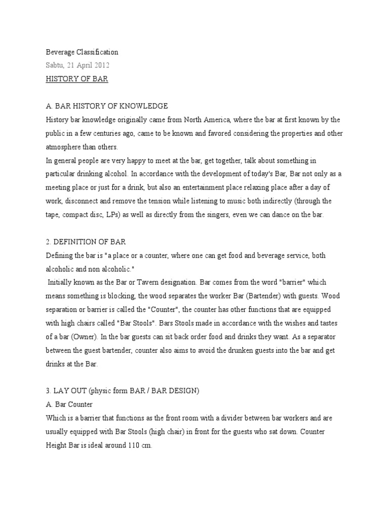 Beverage Classification | PDF | Bar | Drink