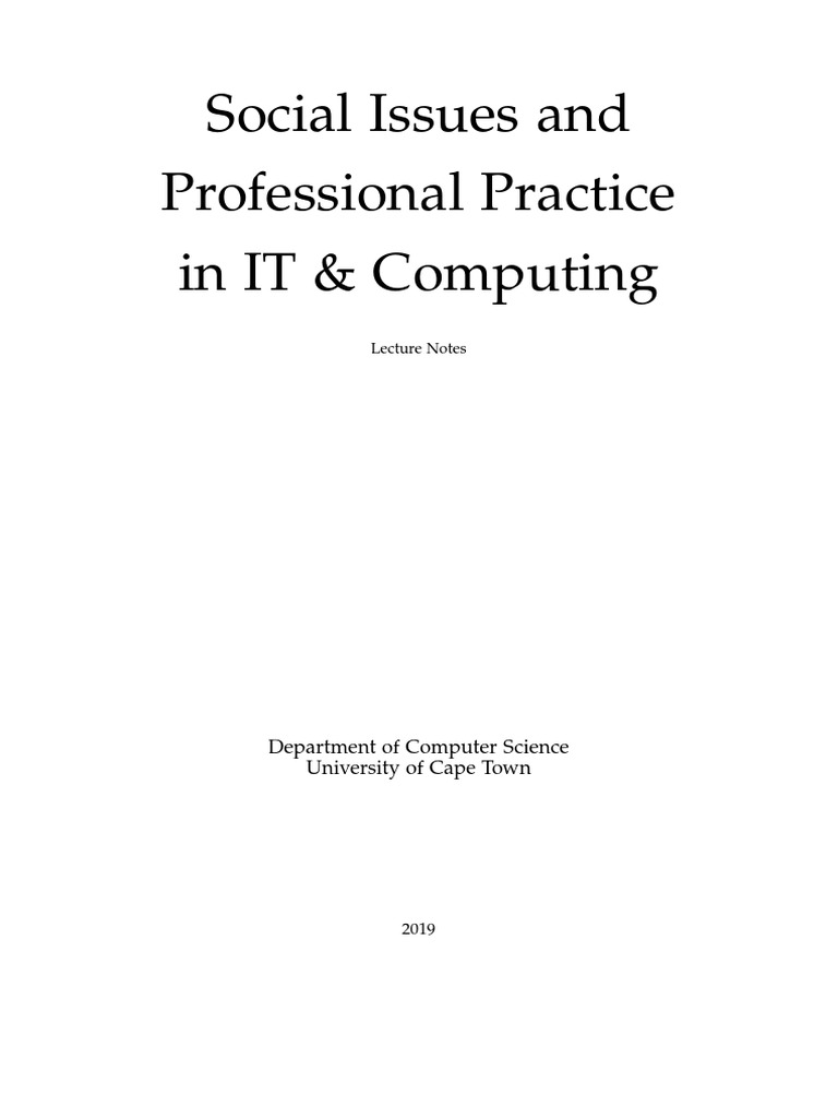 Social Issues and Professional Practice in IT & Computing: Department ...