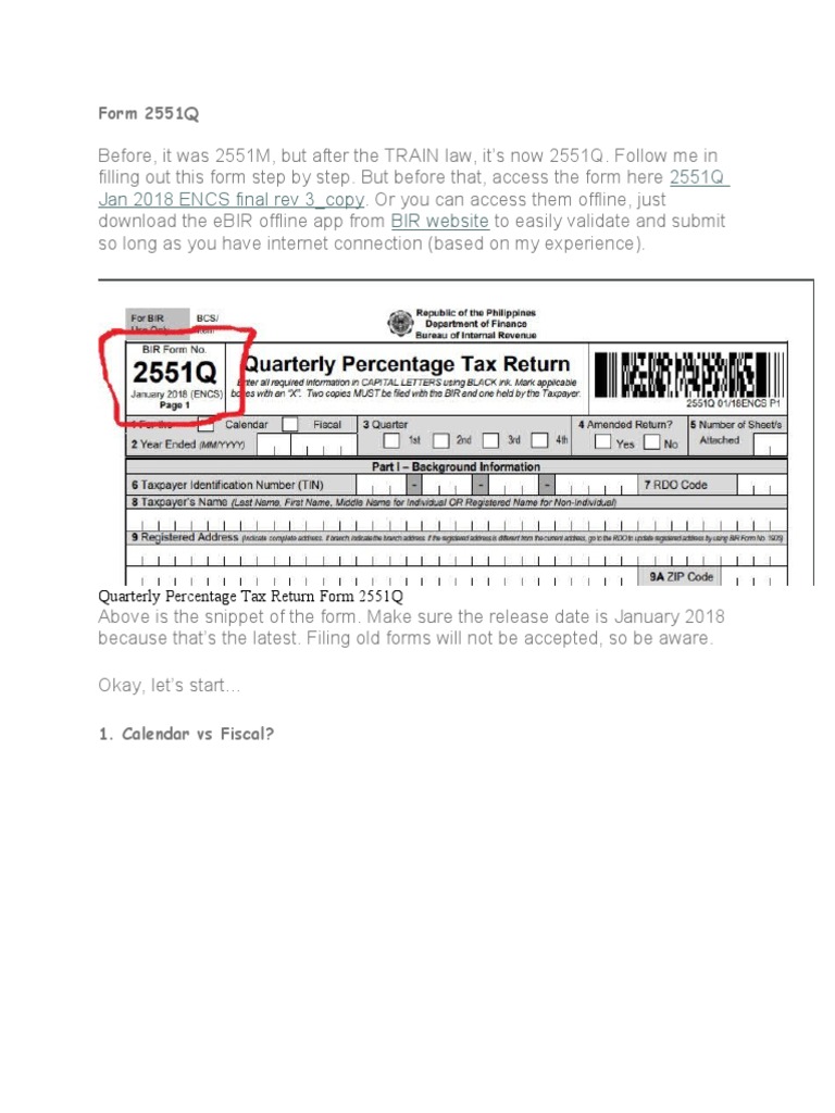2551Q Jan 2018 ENCS Final Rev 3 - Copy BIR Website | PDF | Tax Rate ...