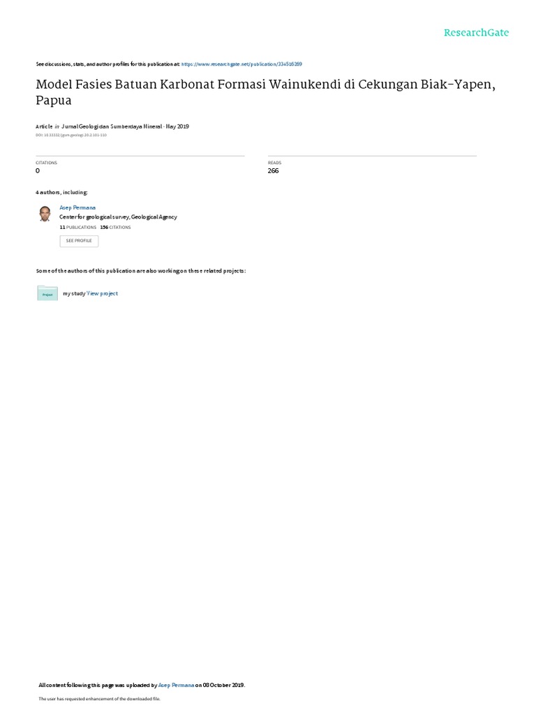 Model Fasies Batuan Karbonat Formasi Wainukendi Di Cekungan Biak-Yapen ...