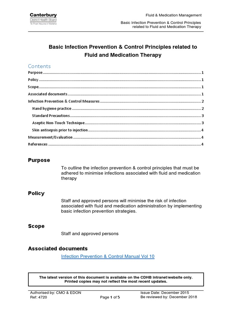 Basic Infection Prevention and Control Principiles Related To Fluid and ...