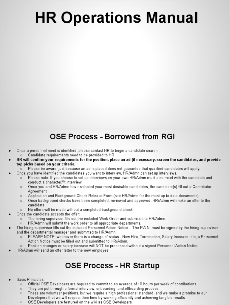 HR Operations Manual PDF | Download Free PDF | Background Check | Open ...