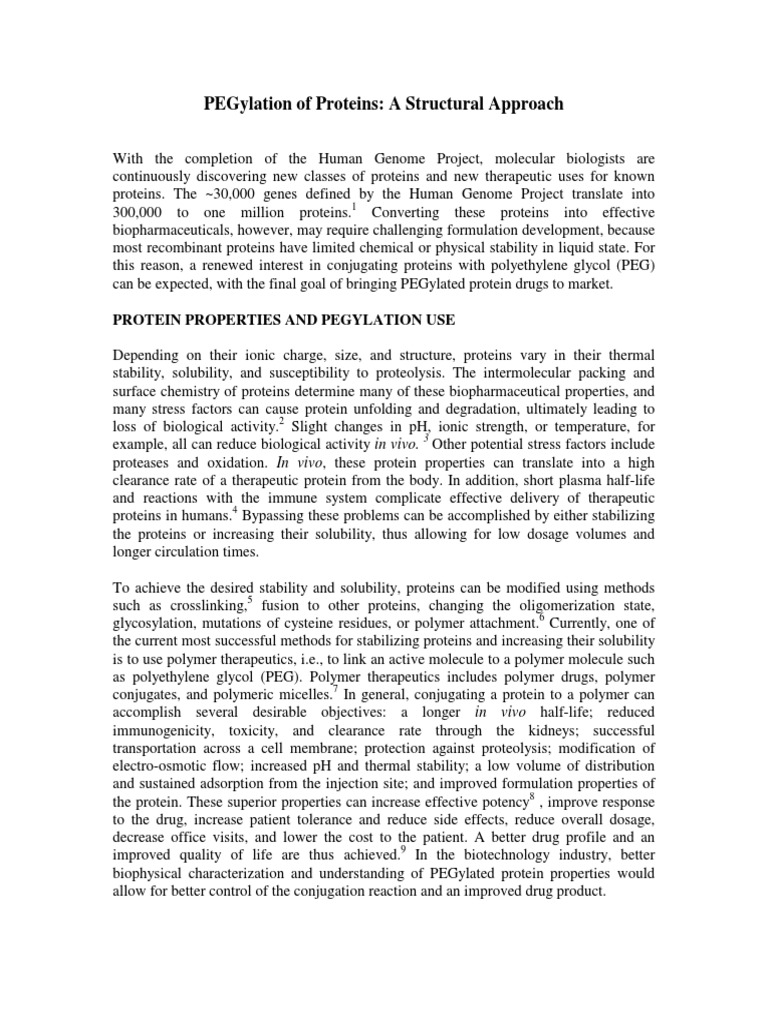 Pegylation of Proteins: A Structural Approach | PDF | Polyethylene ...