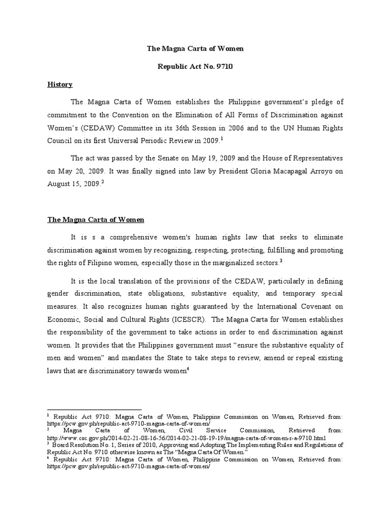 Women (Magna Carta & Anti Sexual Harassment) | PDF | Convention On The Elimination Of All Forms ...