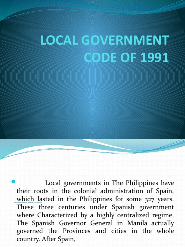 Local Government Code of 1991. | PDF | Devolution | Governance