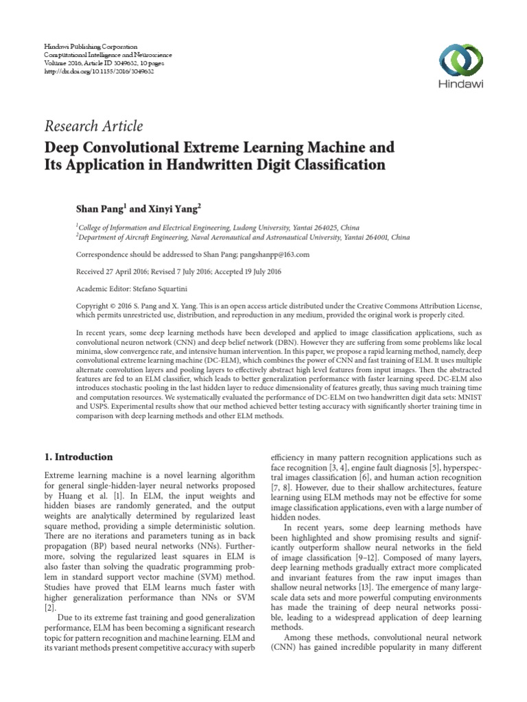Research Article: Deep Convolutional Extreme Learning Machine and Its ...