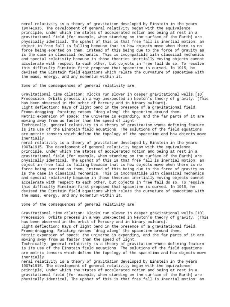 Theroy of Relativity | PDF | General Relativity | Gravity