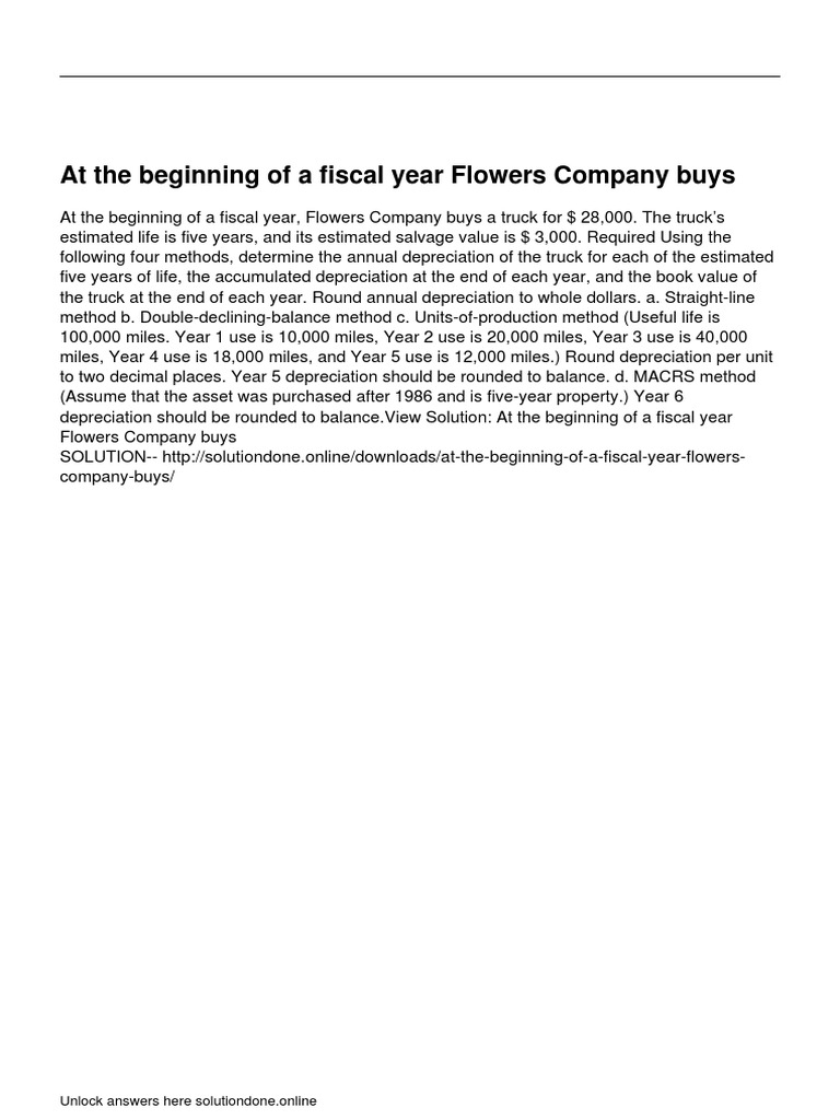 At The Beginning of A Fiscal Year Flowers Company Buys: Unlock Answers Here Solutiondone ...