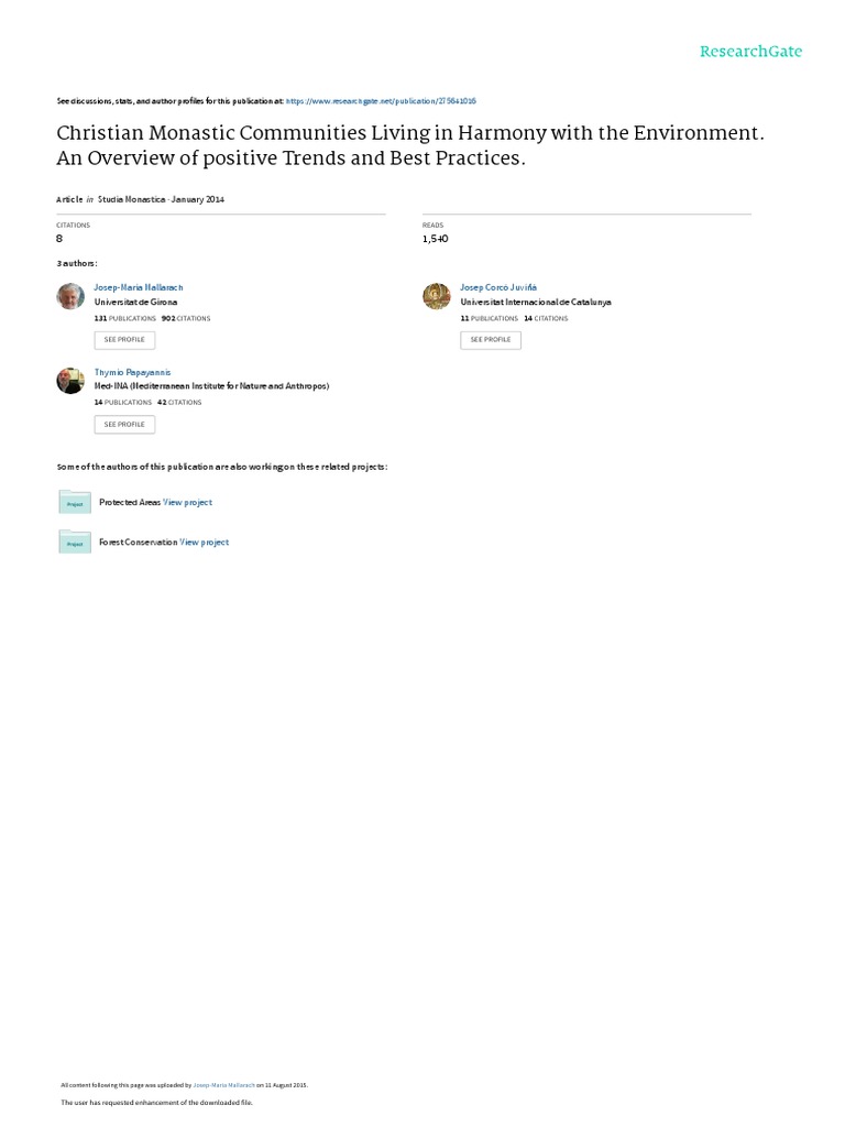 Monastic Communities Environment 2014 PDF | PDF | Christian Monasticism ...