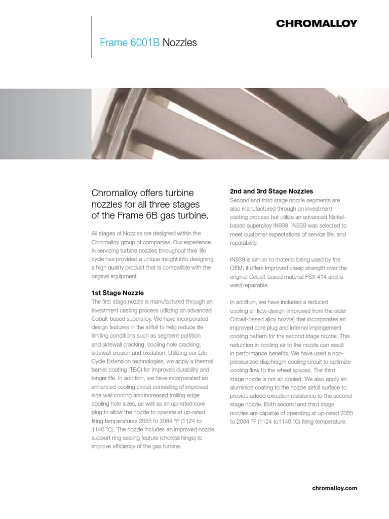 Frame 6001B Nozzles | PDF | Metals | Chemistry