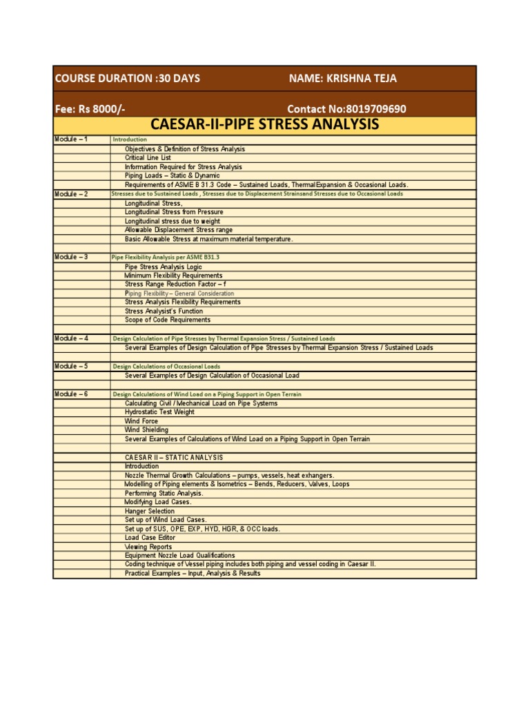Caesar-Ii-Pipe Stress Analysis | PDF | Stress–Strain Analysis | Stress ...