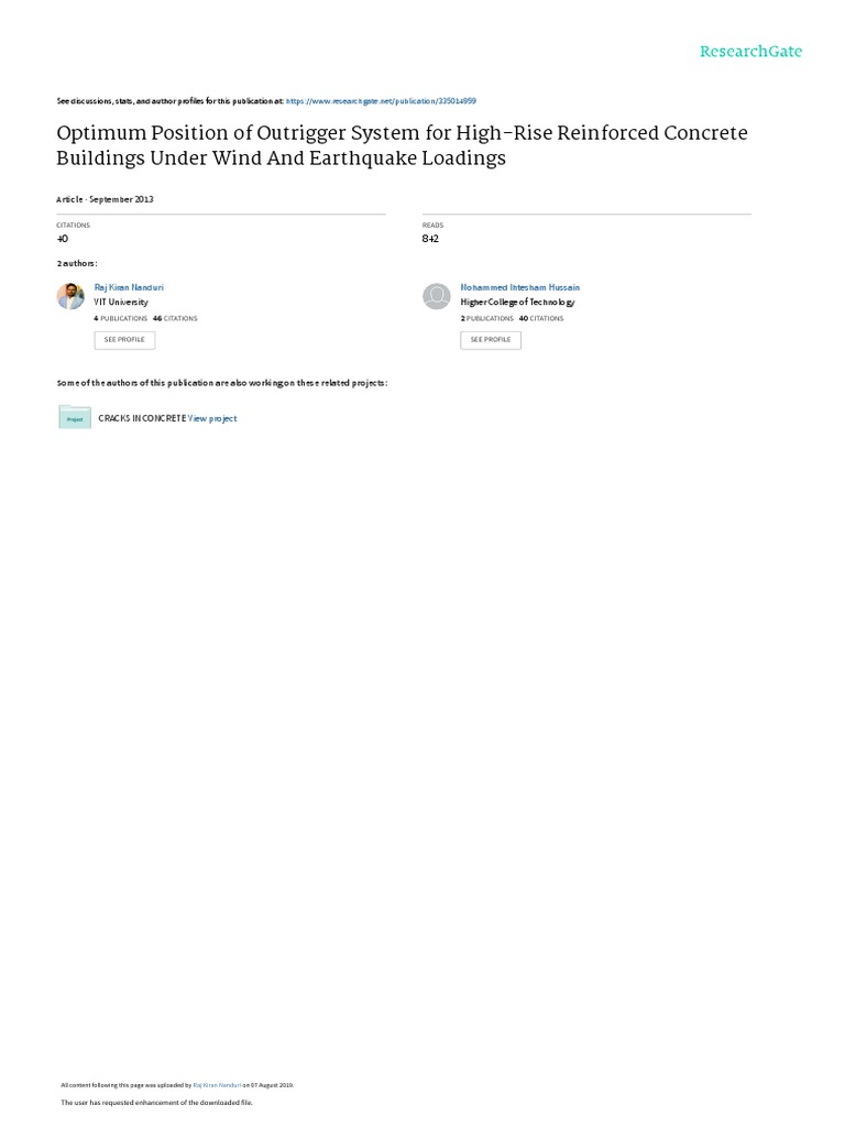 Optimum Position of Outrigger System For High-Rise Reinforced Concrete ...