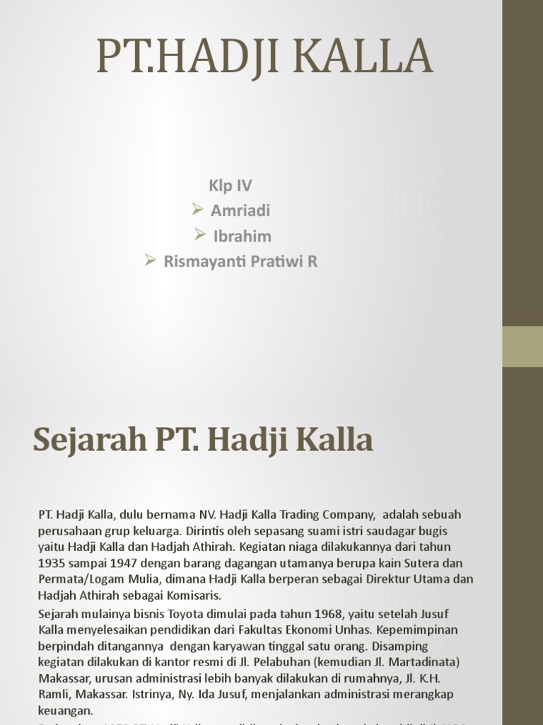 Sejarah dan Profil PT. Hadji Kalla | PDF