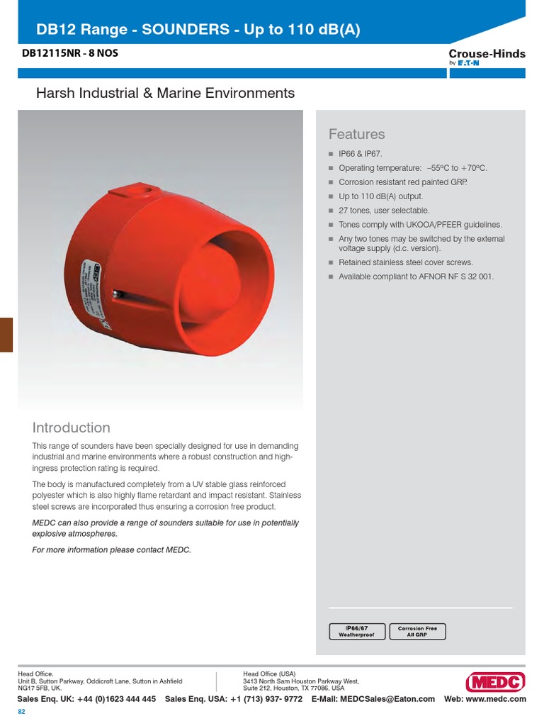 Industrial Sounders DB12 Specifications | PDF | Stainless Steel ...