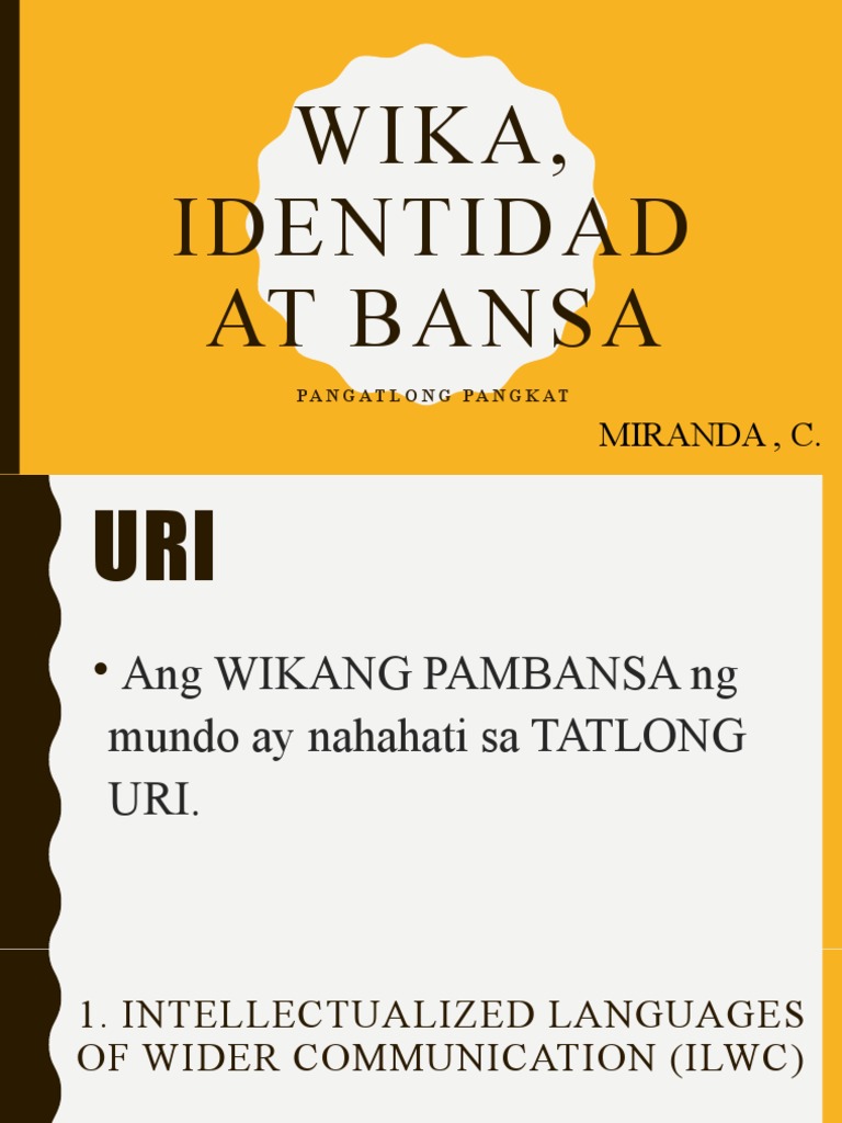 3 Wika Identidad at Bansa | PDF