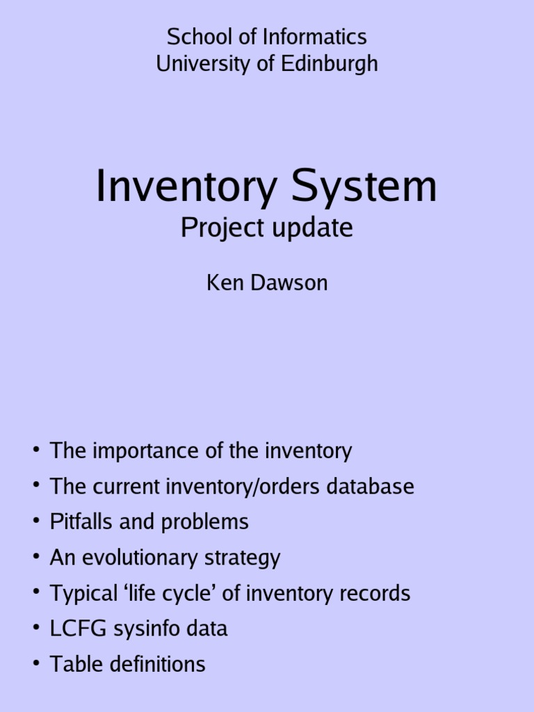 Inventory System Project Update 2008 | PDF