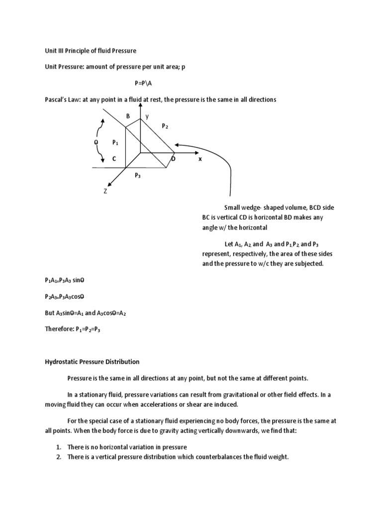 Principles of Fluid Pressure | PDF | Pressure | Mechanical Engineering
