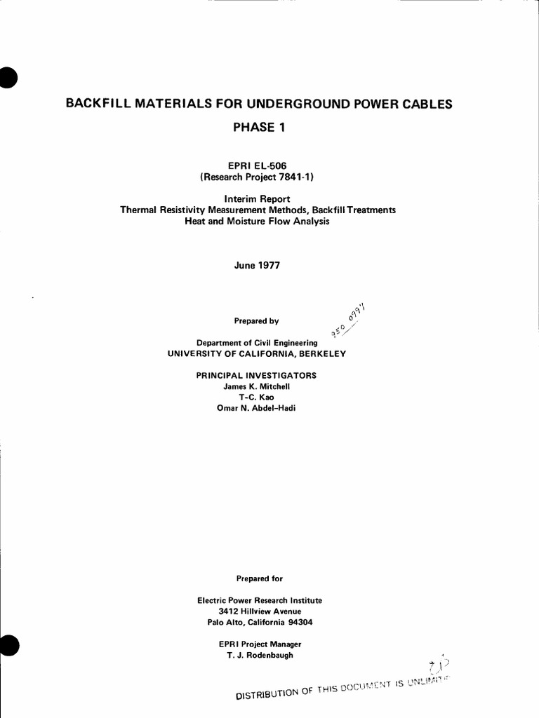 Backfill Materials For Underground Power Cables Phase 1 | PDF ...