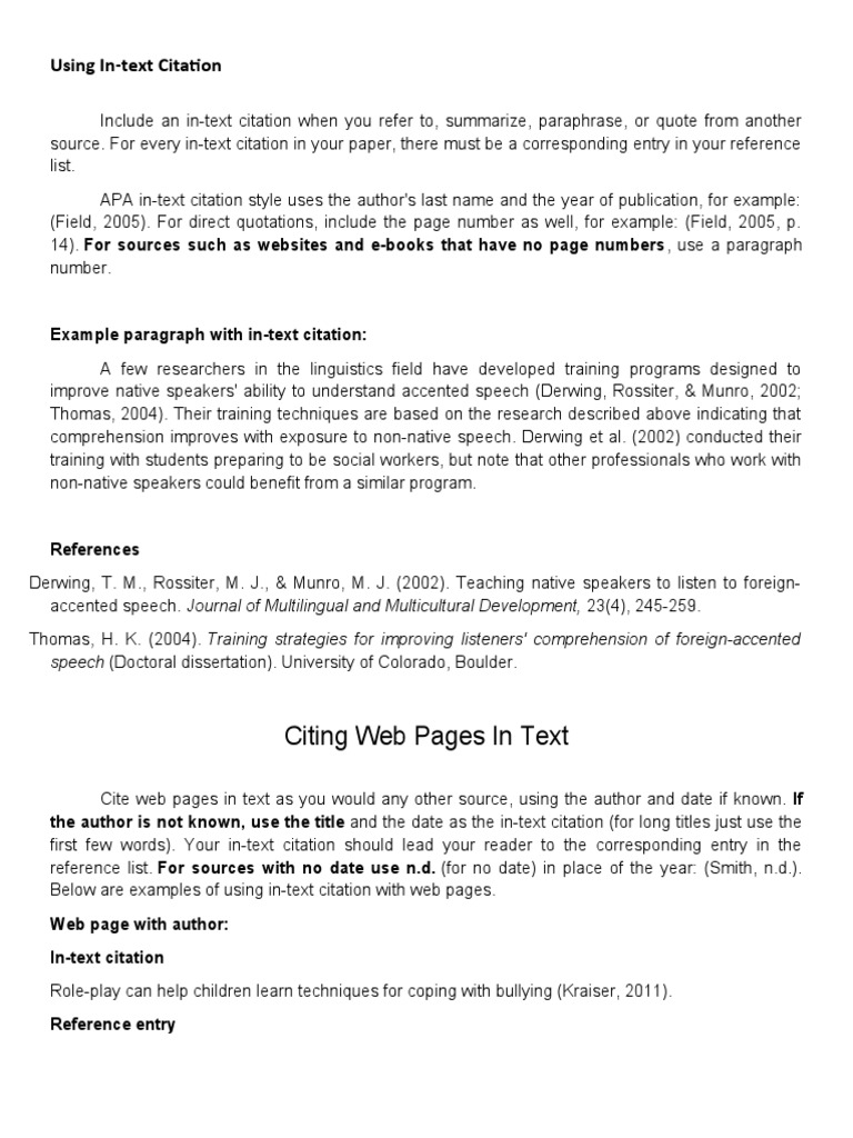 In-Text Citation | PDF | Citation | Theory