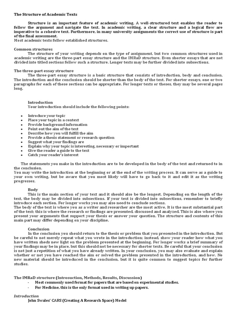 Common Structures: The Structure of Academic Texts | PDF | Essays ...