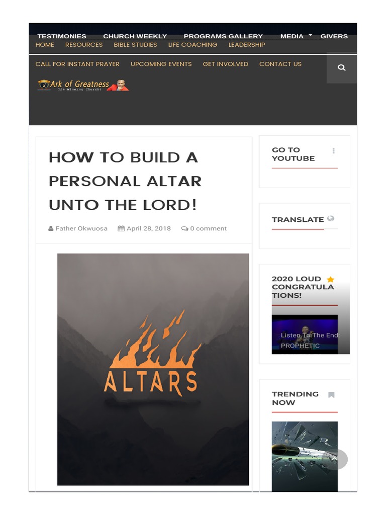 Building a Personal Altar to God | PDF | Altar | Elijah