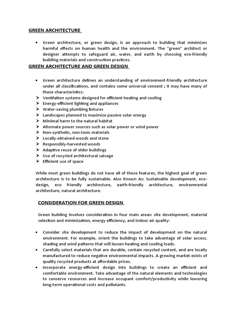 Green Architecture | PDF | Green Building | Sustainable Design