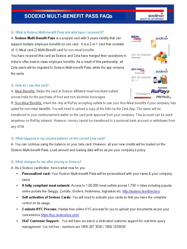 Sodexo Multi-Benefit Pass Guide | PDF | Personal Identification Number ...