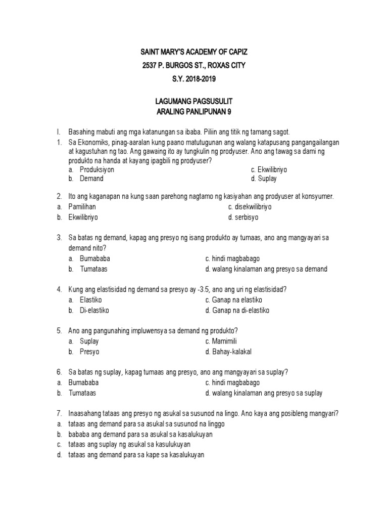 Long Test in Ap 9 | PDF