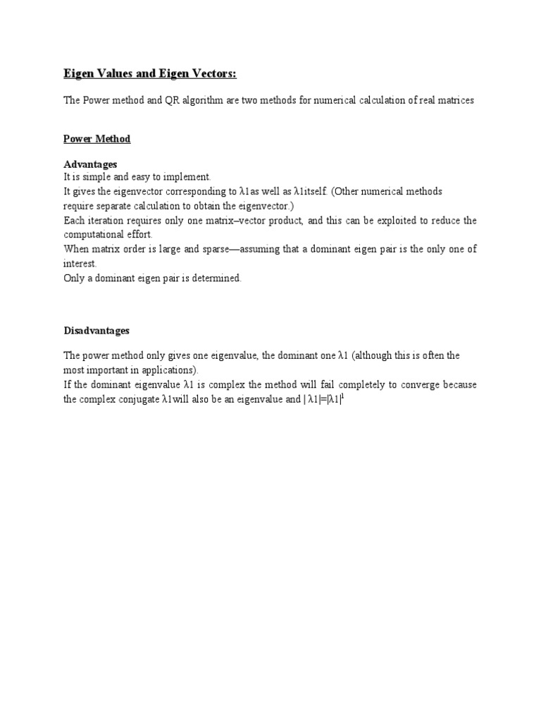 Power Method for Eigenvalues Explained | PDF