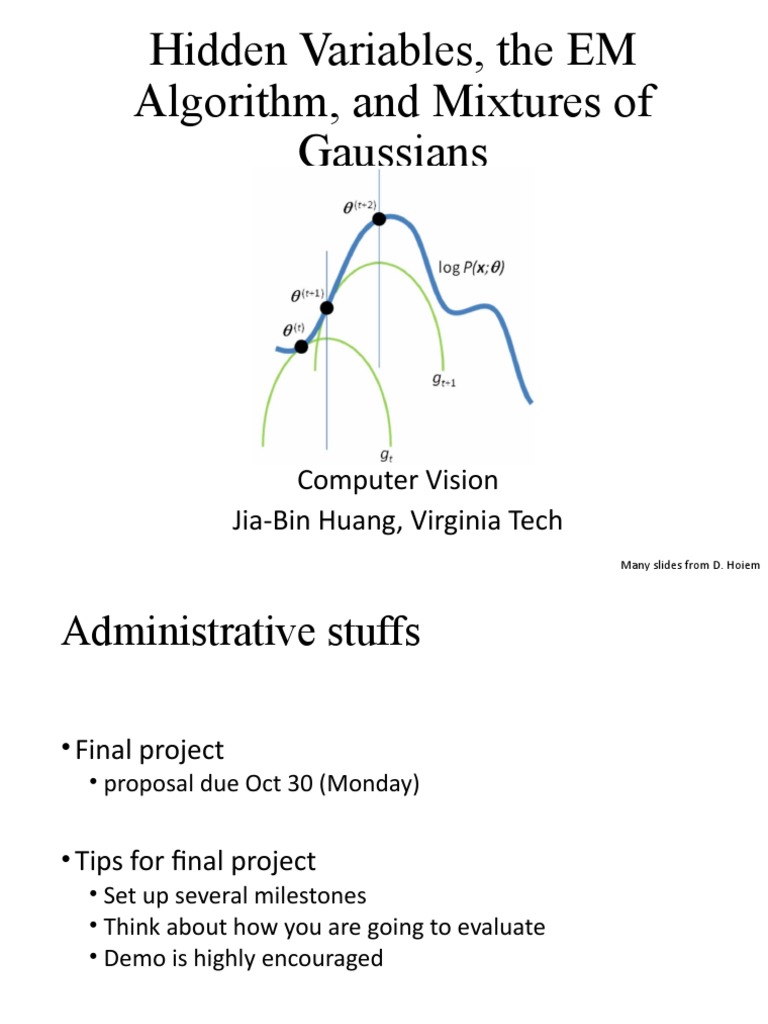 Hidden Variables, The EM Algorithm, and Mixtures of Gaussians | PDF | Image Segmentation ...