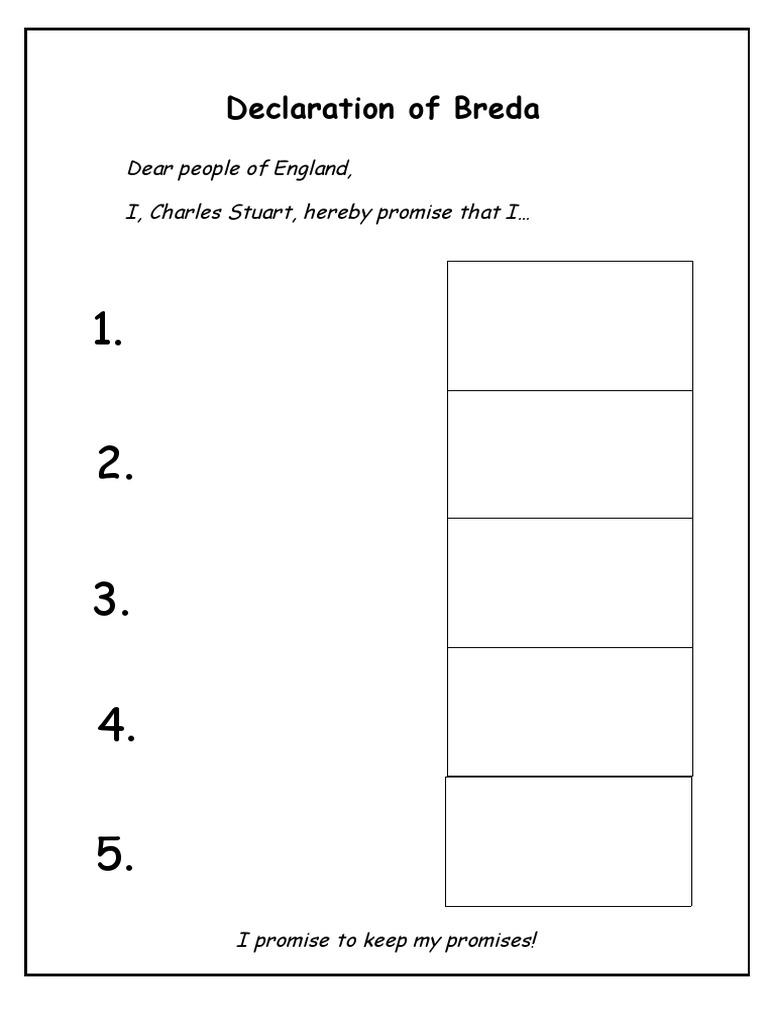 Lesson 6 - Declaration of Breda Worksheet | PDF