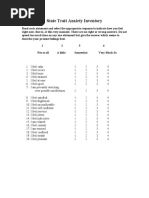 State Trait Anxiety Inventory Stai | PDF | Psychology | Abnormal Psychology