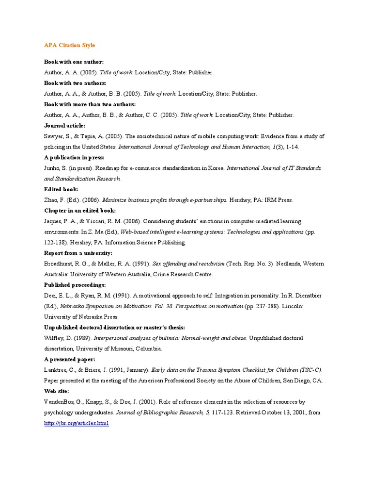 APA Citation Style: and Standardization Research | PDF