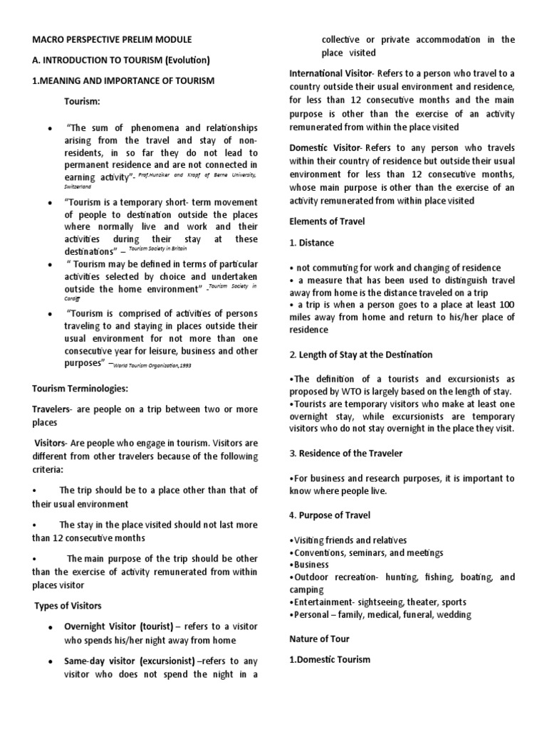 Macro Perspective Prelim Module | PDF | Market Segmentation | Tourism