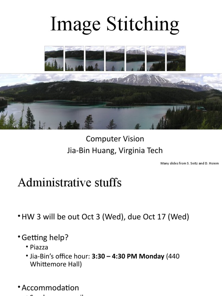 Image Stitching: Computer Vision Jia-Bin Huang, Virginia Tech | PDF | Computer Vision | Imaging