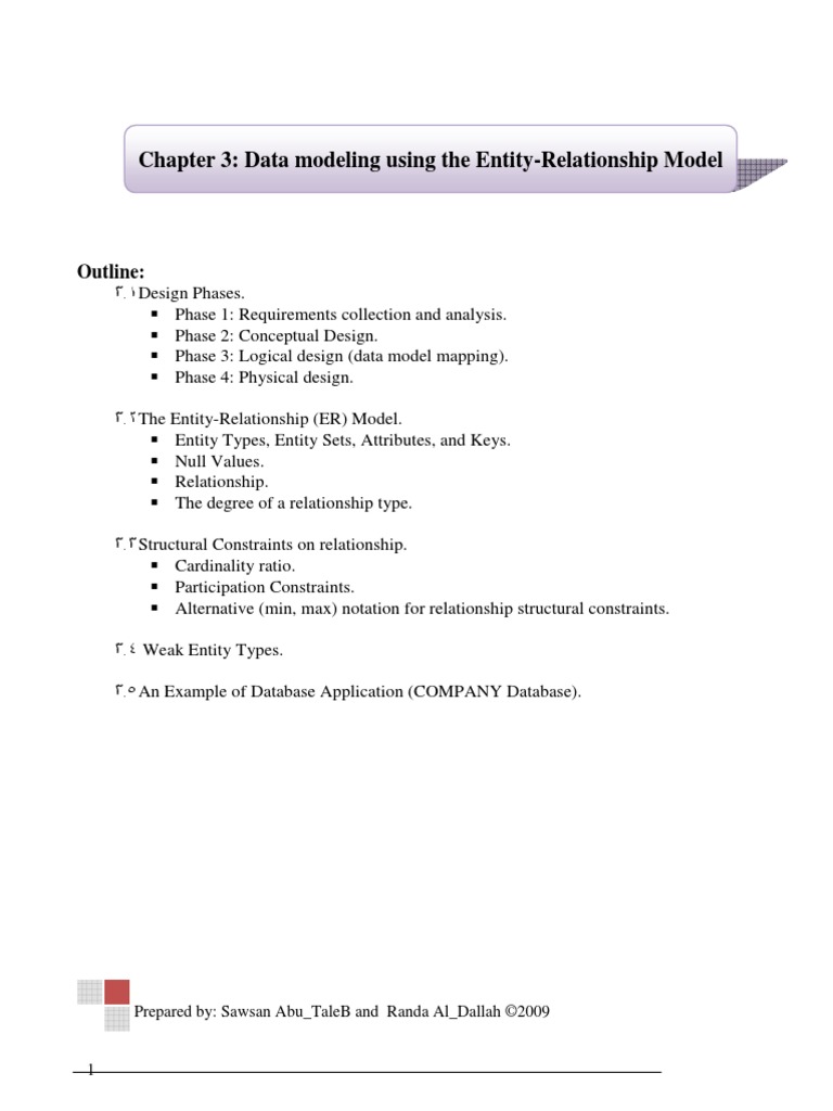 Chapter 3: Data Modeling Using The Entity-Relationship Model | PDF ...