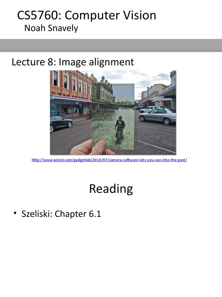 CS5760: Computer Vision: Lecture 8: Image Alignment | PDF | Least Squares | Eigenvalues And ...